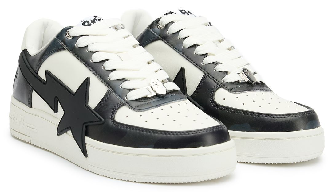 Mens A Bathing Ape BAPE STA OS #1 Sneakers In Black/White | SOLE