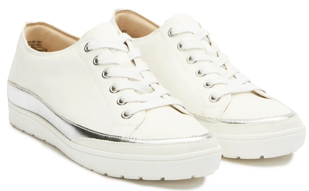 Womens Caprice Cup Sole Trainers In White | Soletrader