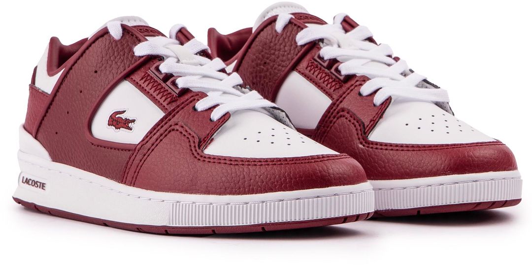 Womens Lacoste Court Cage Trainers In White/Burgundy | Soletrader