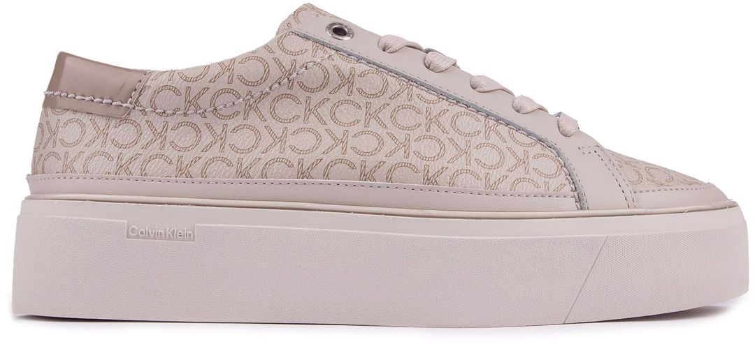 Womens Calvin Klein Multi Print Logo Vulc Sneakers In Mink Creme ...