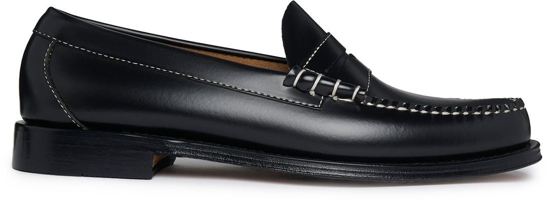 Mens G.H.Bass Weejuns Larson Penny Loafers In Contrast Stitch Black ...