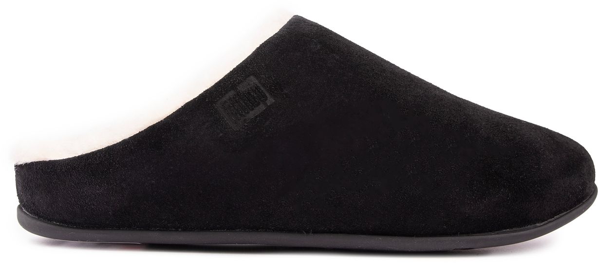 Womens Fitflop Chrissie Shearling Slippers In Black | Soletrader