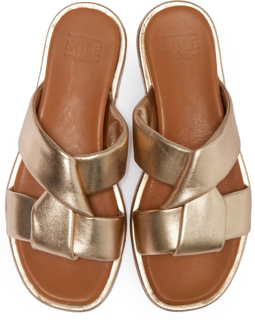 Womens Sole Nelly Slide Sandals In Gold | Soletrader