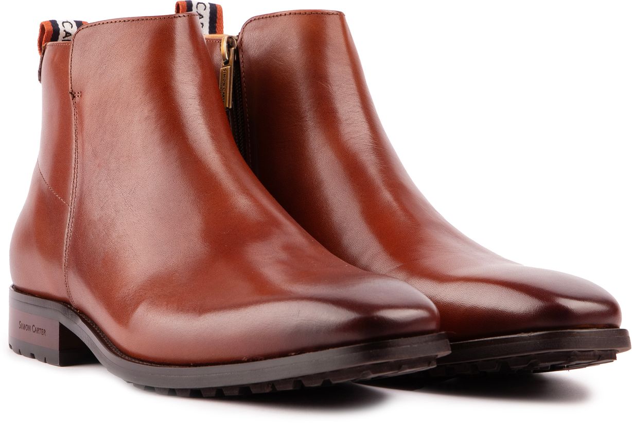 Mens Simon Carter Primrose Inside Zip Boots In Tan | Soletrader