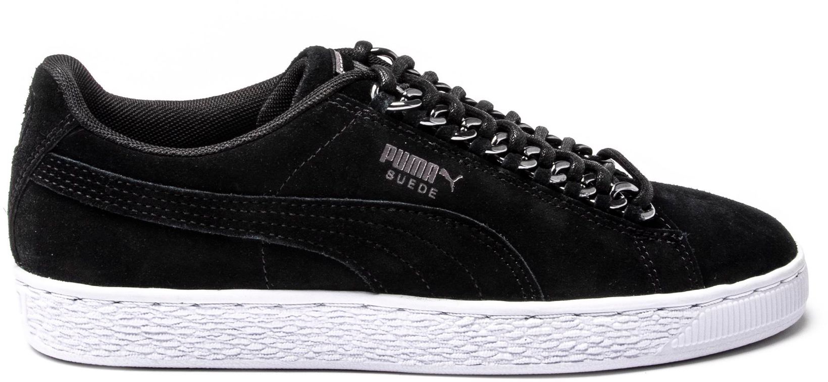 Womens Puma Suede Classic X Chain Trainers In Black/Aged Silver ...