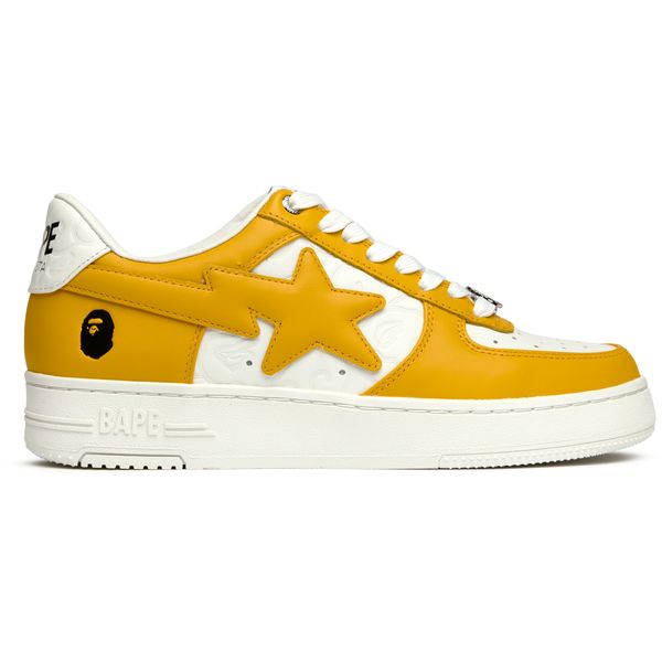 Mens A Bathing Ape BAPE STA #3 Trainers In White/Orange | SOLE