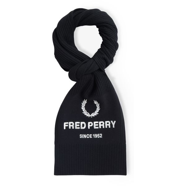 Mens Fred Perry Ribbed Scarf In Black | Soletrader