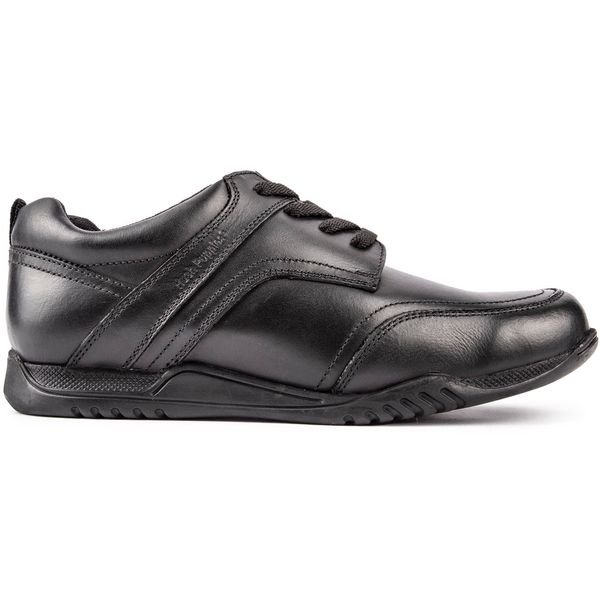 Boys Hush Puppies Harvey Shoes In Black | Soletrader
