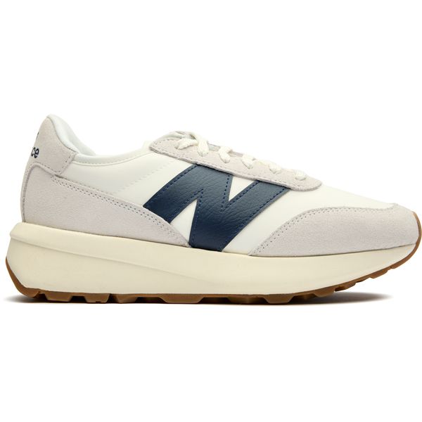 Mens New Balance 370 Sneakers In Sea Salt/Navy Blue | Soletrader