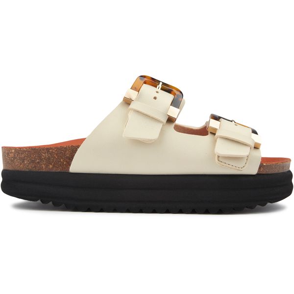 Womens V.Gan Vegan Plum Footbed Tortoiseshell Sandals In Creme | Soletrader