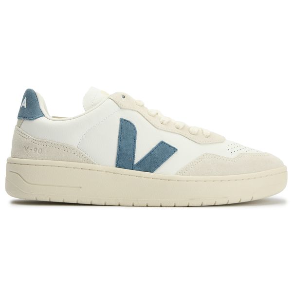 Mens Veja V-90 Sneakers In White/California Blue | Soletrader