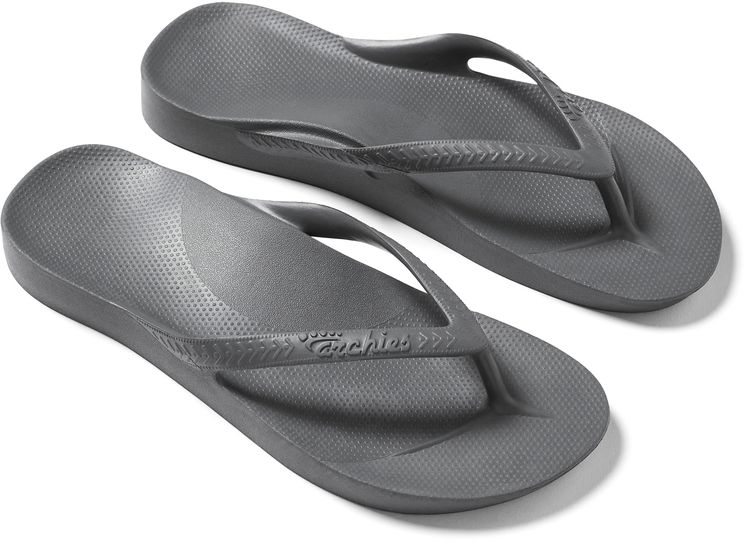 Mens Archies Arch Support Flip Flop Sandals In Charcoal | Soletrader