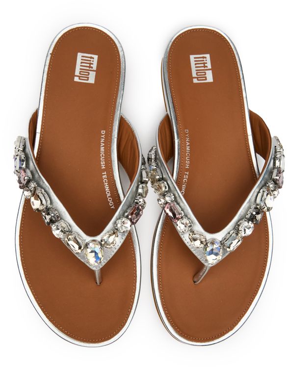 Womens Fitflop Gracie Jewel Deluxe Sandals In Silver | Soletrader