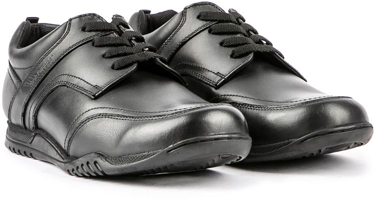 Boys Hush Puppies Harvey Shoes In Black | Soletrader