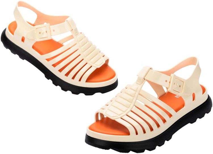 Womens Melissa Gloria Platforms In Black/Beige/Orange | Soletrader