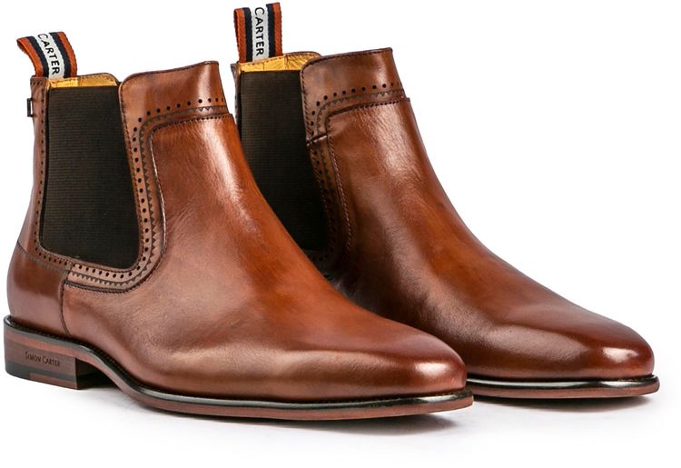 Mens Simon Carter Terrier Chelsea Boots In Tan | Soletrader