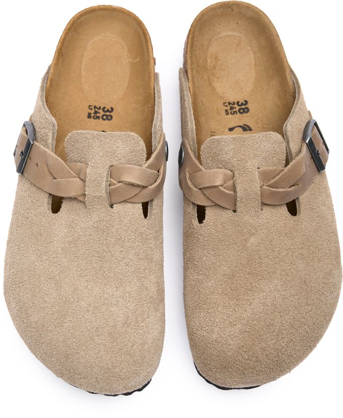 Womens Birkenstock Boston Braid Sandals In Taupe | Soletrader