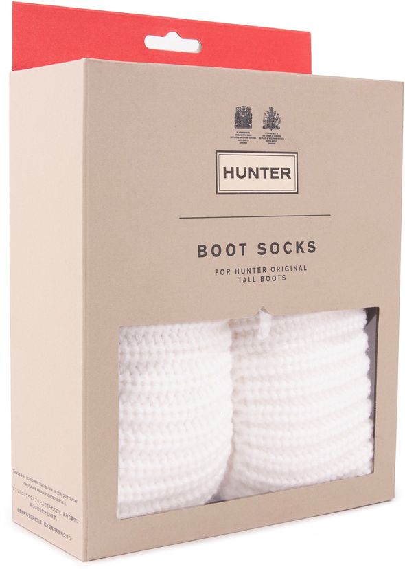 Womens Hunter Tall Cardigan Welly Socks In White | Soletrader