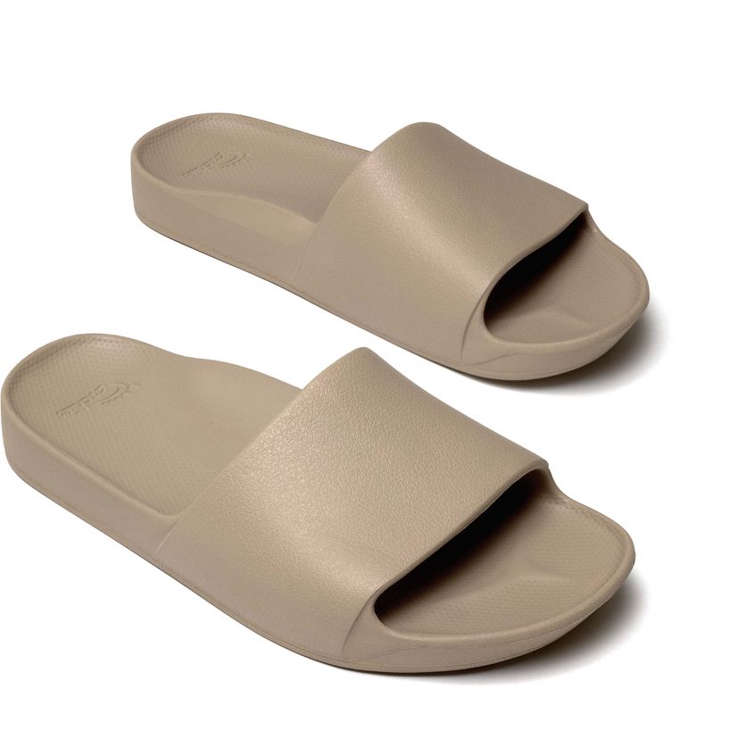Womens Archies Arch Support Slide Sandals In Taupe | Soletrader