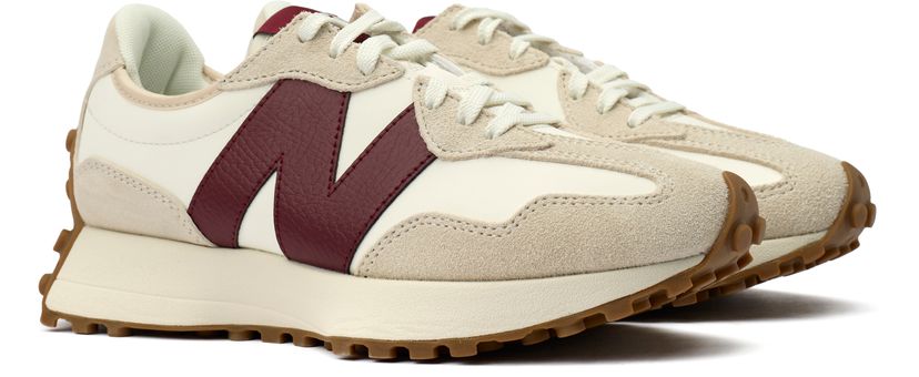 Womens New Balance 327 Sneakers In Natural/Maroon | Soletrader